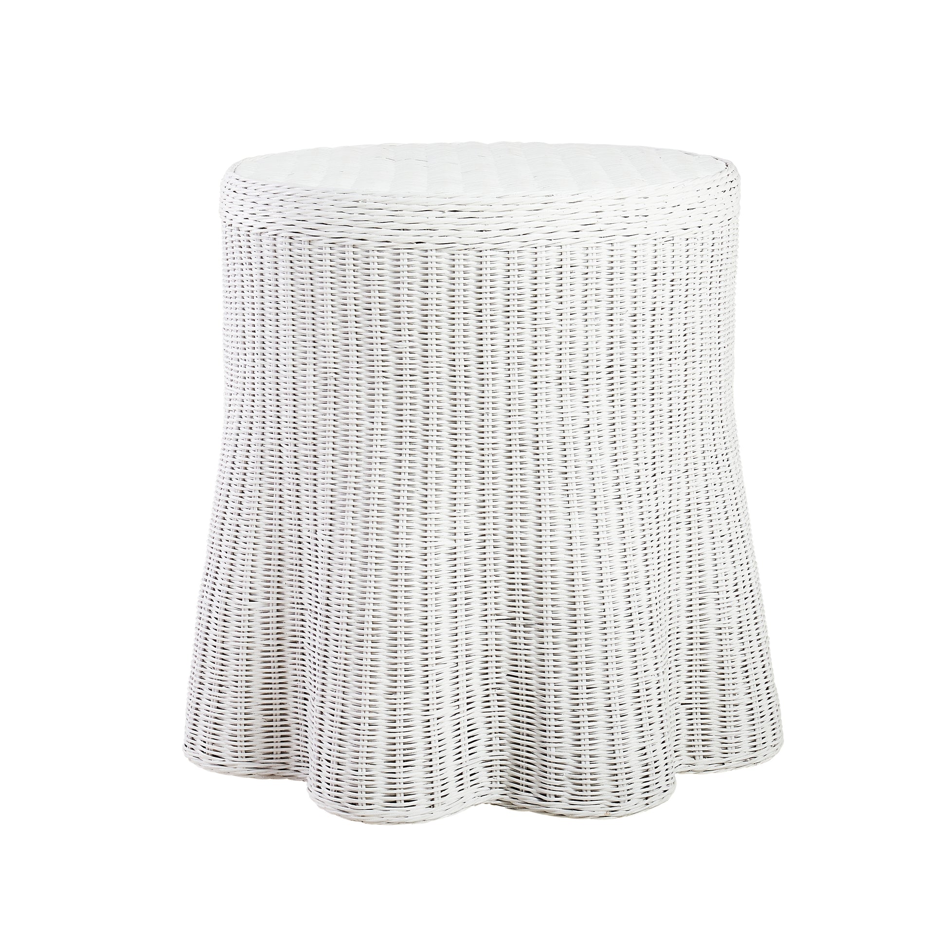 Round Scallop Skirted Side Table in White | Caitlin Wilson