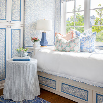 Round Scallop Skirted Side Table in White | Caitlin Wilson