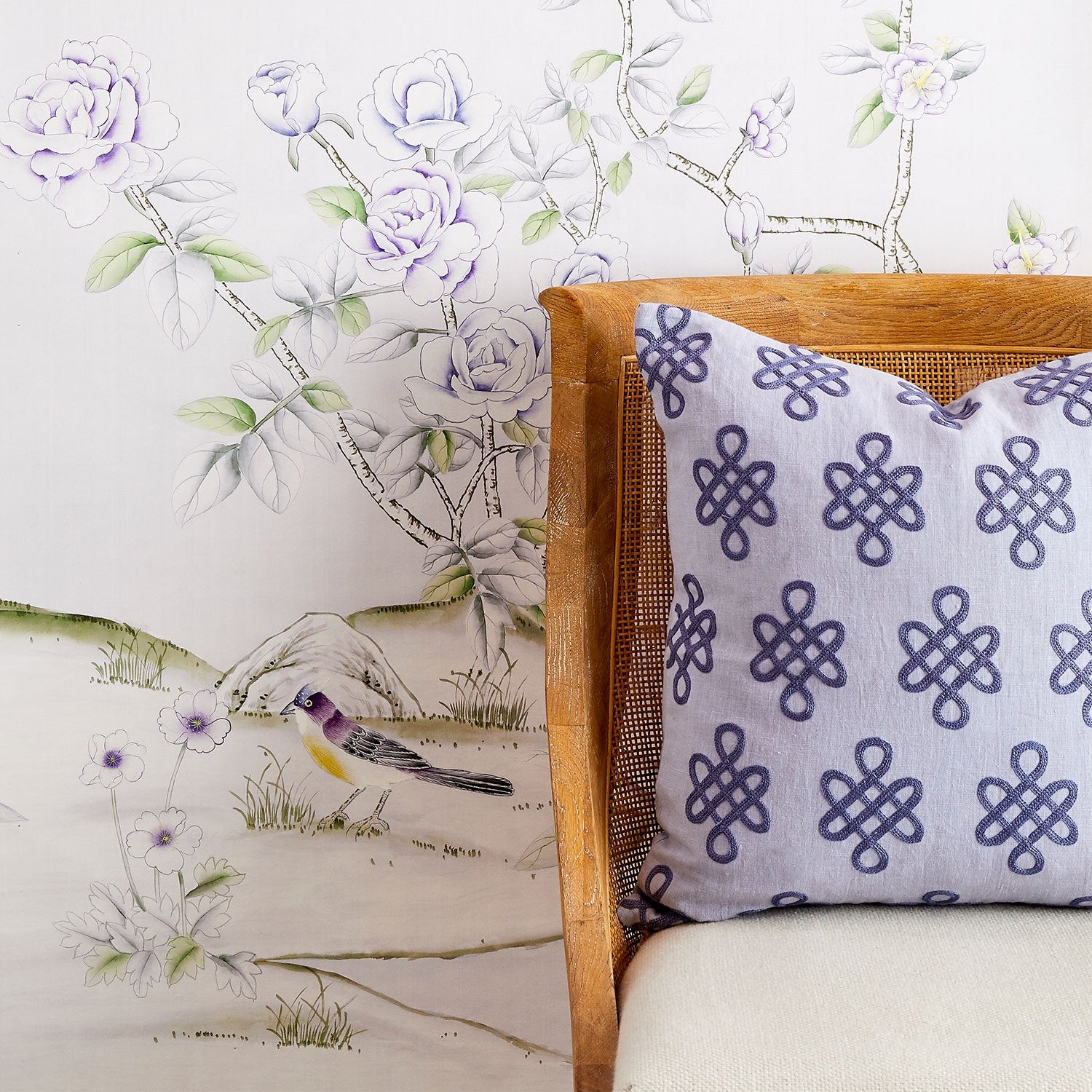 Louis in Lavender Chinoiserie Mural Wallpaper | Caitlin Wilson